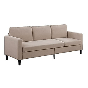 Urban Home Furniture Marcus 77" Mid Century Reversible Sectional with Storage Ottoman - Oatmeal