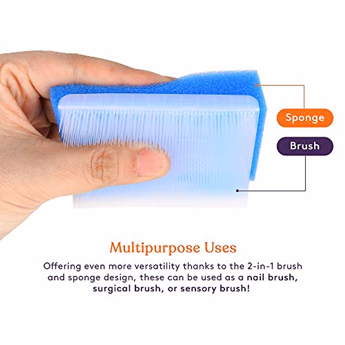 Special Supplies (6 Pack) Baby Bath Sponges Soft Foam Sensory Scrubber with Cradle Cap Bristle Brush - Body, Hair, and Scalp Cleaning - Gentle on Infant, Toddler Sensitive Skin - Great Sensory Feel