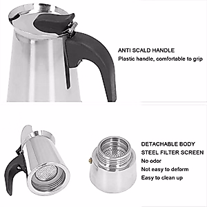 TOTITOM Stovetop Espresso Maker, Moka Pot, Italian Coffee Maker, Classic Cafe Percolator Maker, Stainless Steel Moka Cafe Pot Maker for Home Office Use(02)