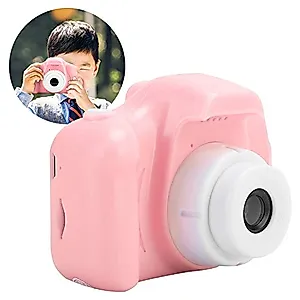 Mini Camera Portable Toy for Children, Digital Camera with TFT Color Screen, Fixed Lens Digital Video Camera, Cute Cartoon Camera Multi Cartoon Photo Frames(Pink)