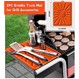 Silicone Grill Mat for Outdoor Grill Blackstone, Griddle Mat Barbeque Grill Accessories Tools Kitchen Counter Spatula Mat BBQ Side Shelf Mat Grill Pad for Blackstone Griddle Accessories