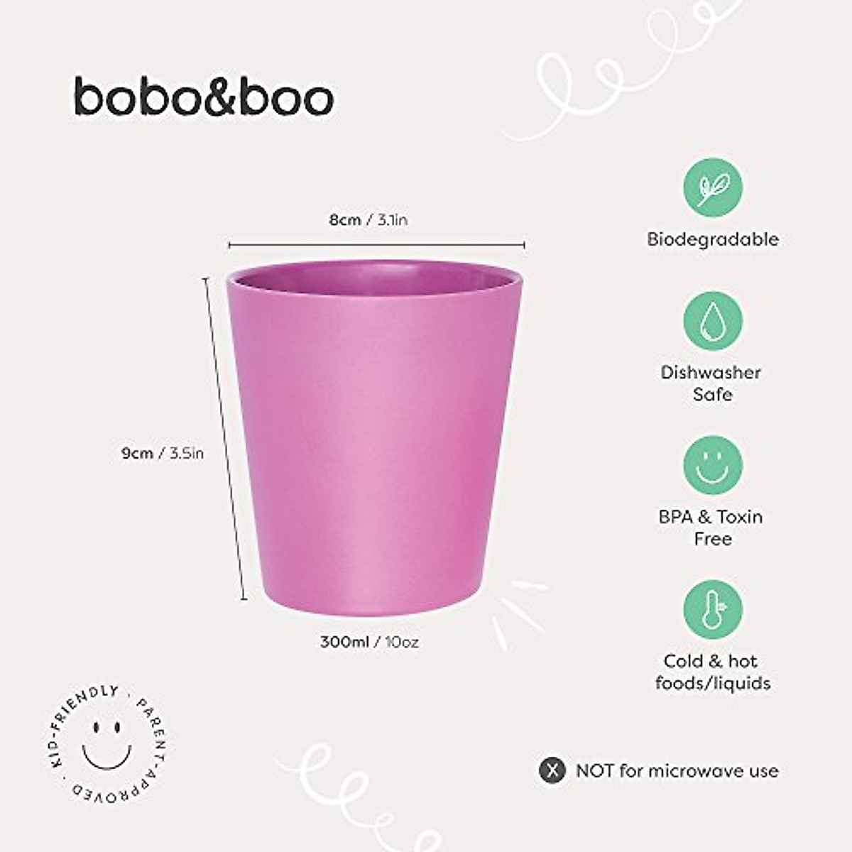 bobo&boo Bamboo Kids Cups Set of 4 Drinking Cups for Kids Eco Friendly Toddler Cups Without Lids ~ Non Toxic & Reusable ~ Great Gift for Baby Showers Birthdays & Preschool Graduations (Sunset)