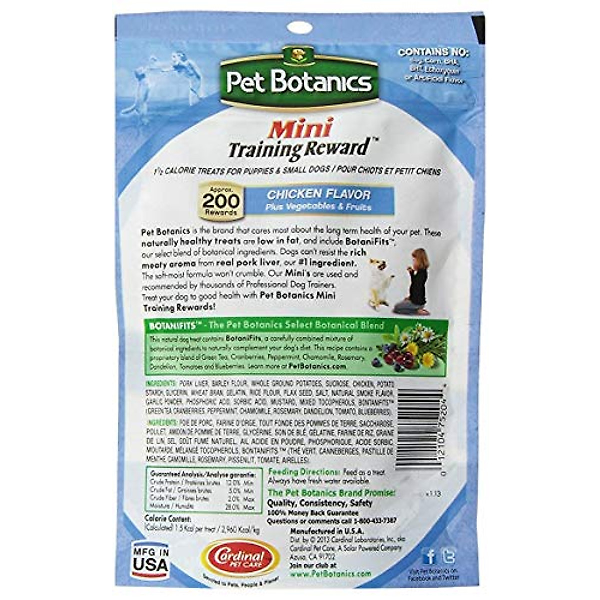 Pet Botanics Mini Training Rewards for Dogs 3 Flavor Variety Bundle: (1) Bacon, (1) Chicken and (1) Beef, 4 Oz Ea (200 Count per Bag, 3 Bags Total)
