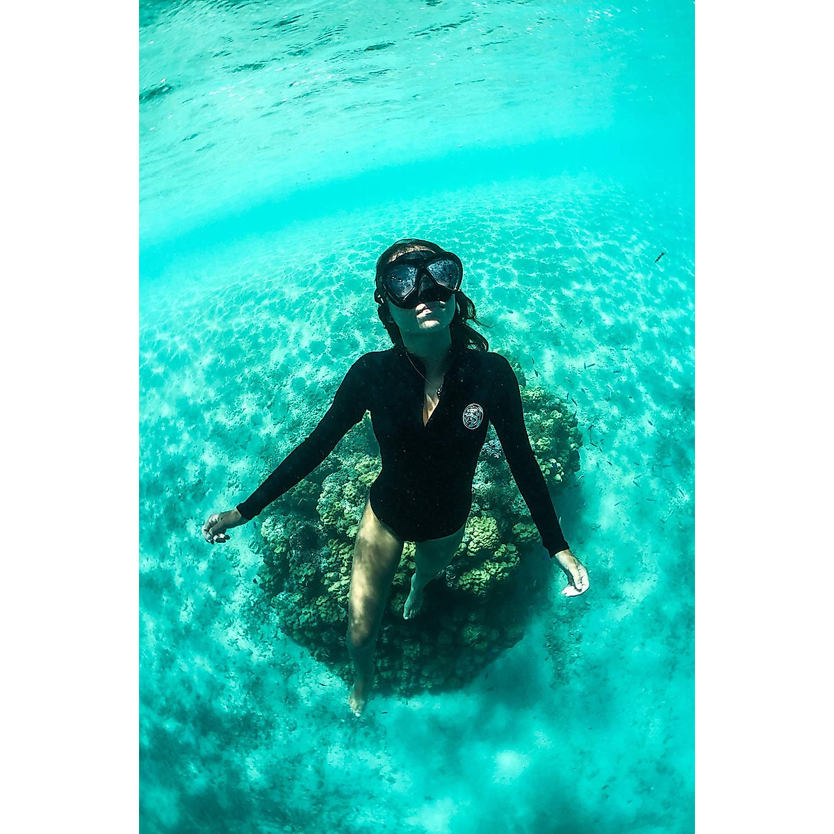 AXESEA Women's Wetsuit One Piece Shorty Wetsuit Eco Friendly Thermal Long Sleeve Front Zipper Diving Suit