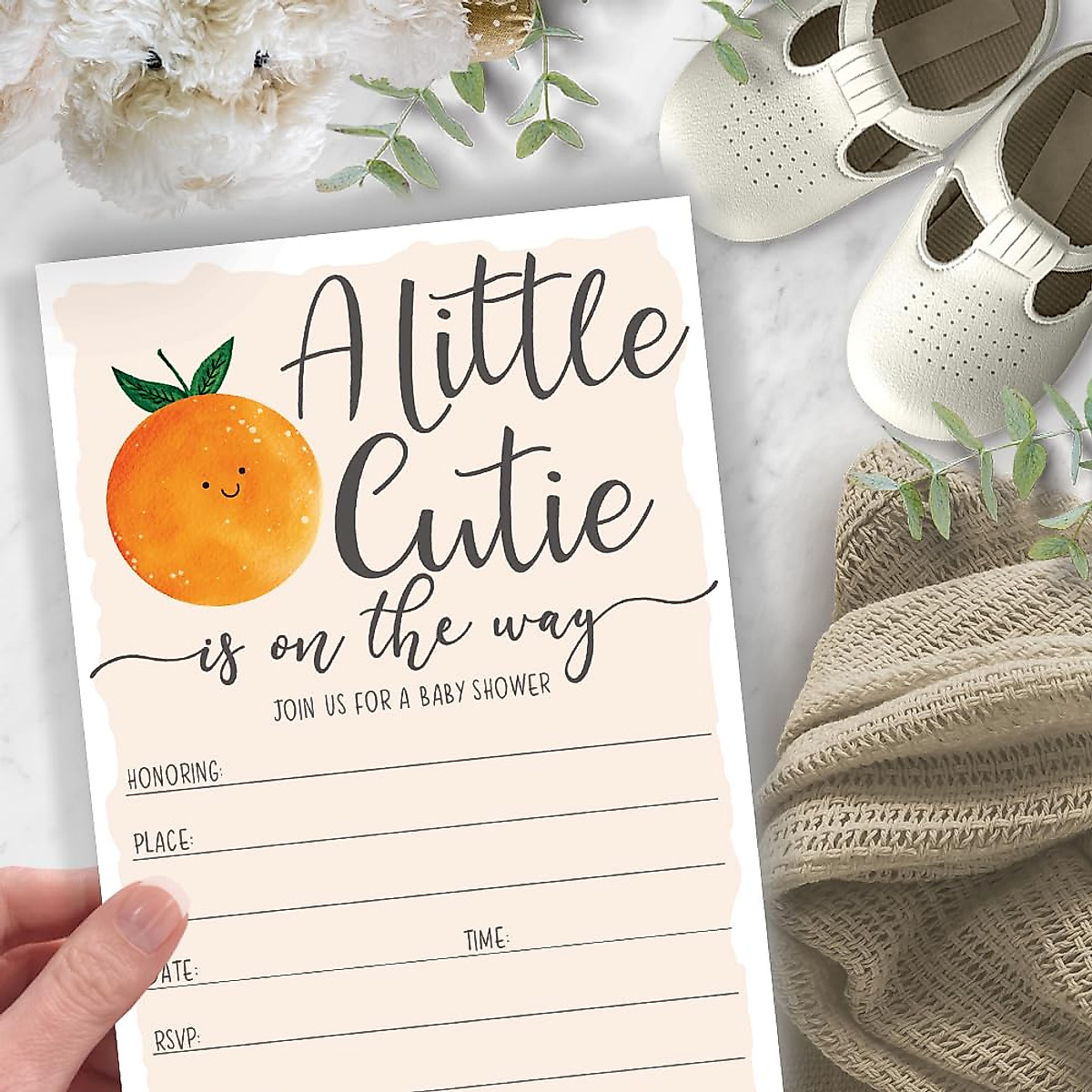 Little Cutie Baby Shower Invitations (20 Count) With Envelopes - Gender Neutral or Girl Baby Shower