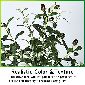 AntHousePlant Artificial Topiary Olive Tree 32 Inch Fake Olive Topiary Silk Tree Faux Olive Plant for Indoor Outdoor Home Office Garden Decor