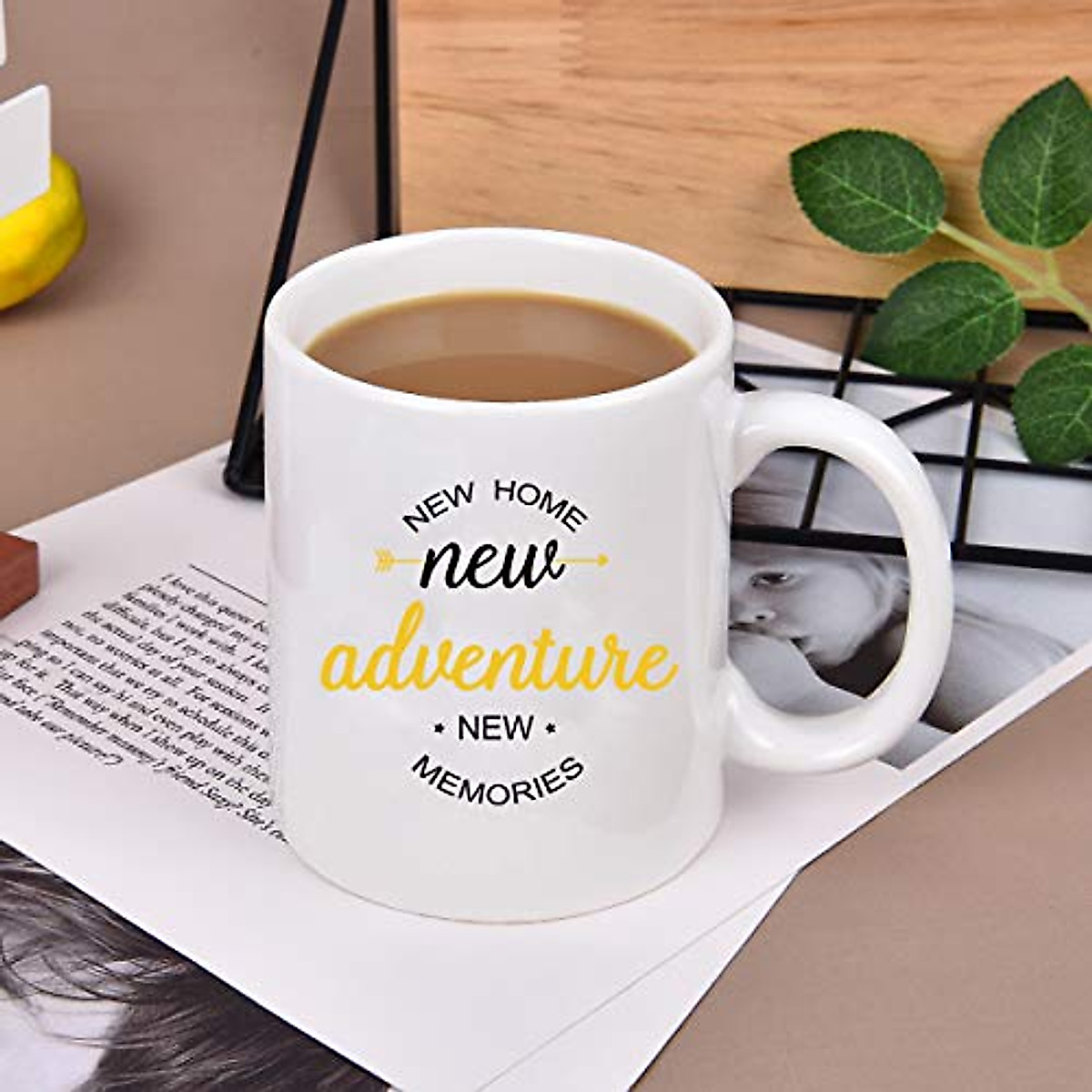 Waipfaru House Warming Gifts - New Home New Adventure New Memories Funny Coffee Mug, New Home Gifts for Friends Parents Relatives Him Her, 11 Oz Ceramic Coffee Mug
