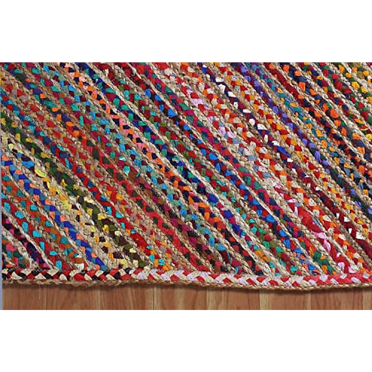 CASAVANI 100% Ecofriendly Hand Braided Rug Geometric Multipurpose Multicolor Jute & Cotton Rug Best Uses for Indoor Hall Room Gateway Runner Rug & Balcony 2.6x4 2.6x8 6x6 Feet Square