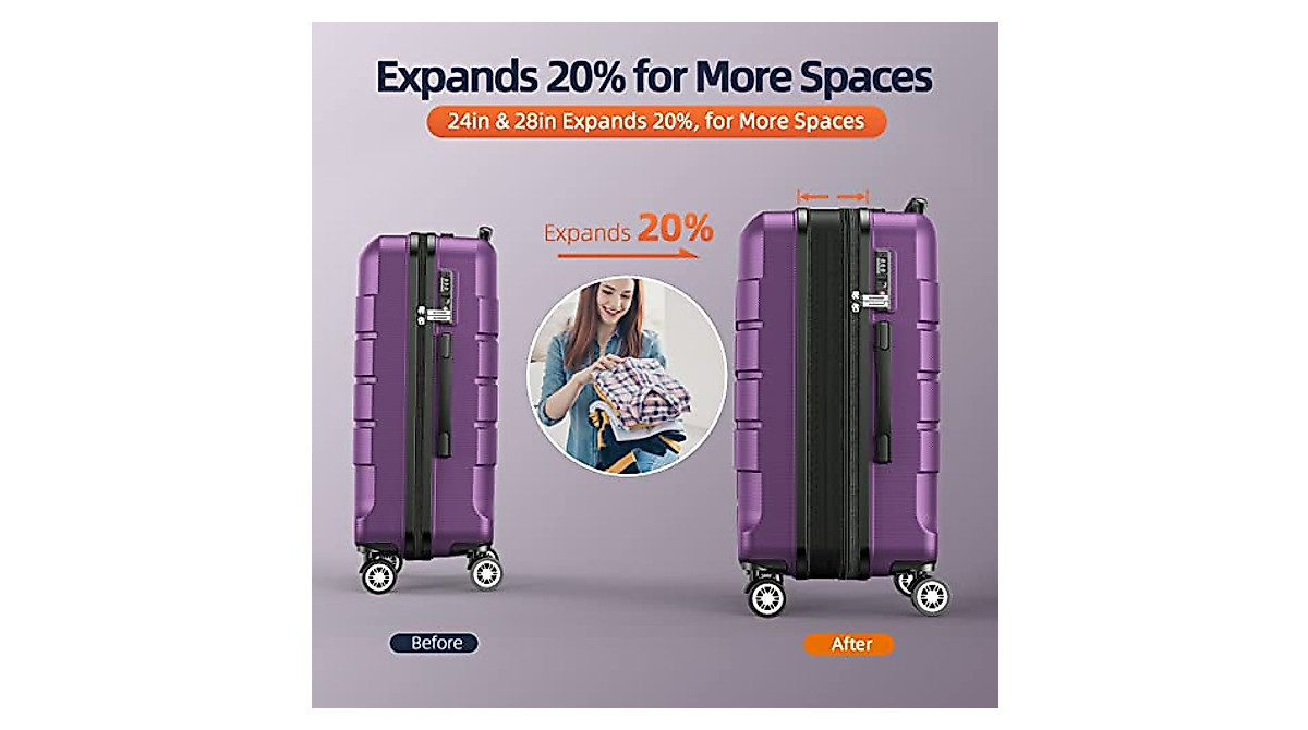 SHOWKOO Luggage Sets: Durable, Expandable 4-Piece Suitcase