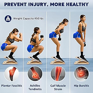 Norbase Portable Wooden Slant Board for Calf Stretching Squats Calf Stretcher Physical Therapy Equipment Adjustable Incline Board for Knees Ankle Heel Feet Leg