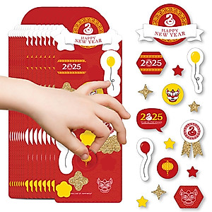 Big Dot of Happiness Chinese New Year - 2025 Year of The Snake Favor Kids Stickers - 16 Sheets - 256 Stickers