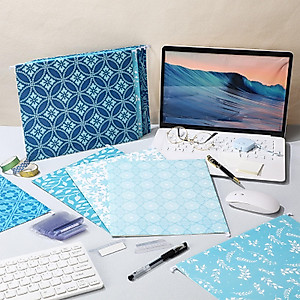 Estune 32 Pcs Decorative Hanging File Folders Letter Size Cabinet File Folders Organizers with 1/5 Cut Adjustable Tabs for Office Desk Filing Cabinet Home(Blues)