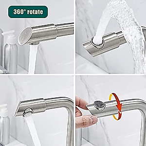 Hoimpro 360° Rotate Spout Single Handle Wet Bar Sink Faucet,Single Hole Bathroom Lavatory Faucet,Rv Small Bathroom Sink Faucet,Bar Vanity Faucet, Stainless Steel/Brushed Nickel (1 Or 3 Hole)