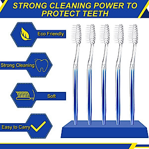 Patelai 100 Pcs Individually Wrapped Toothbrush Bulk Disposable Travel Toothbrushes Soft Bristle Tooth Brush Single Pack for Camping Adults Kids Hotels Guest Toiletries (Blue)