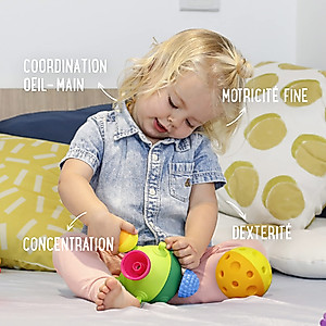 Lalaboom - 12 Piece Sensory Baby Toddler Balls and Montessori Educational Shape and Color STEM Construction Toy 10 Months to 3 Years - BL900, Multicolor