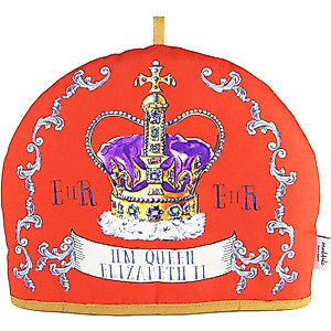 Muldale Queen Elizabeth Tea Cozy for Teapot Insulated - Crown Design - Large Teapot Cover for Keeping Warm - English Tea Cosy - 100% Cotton with Extra Thick Wadding - 2-6 Cups