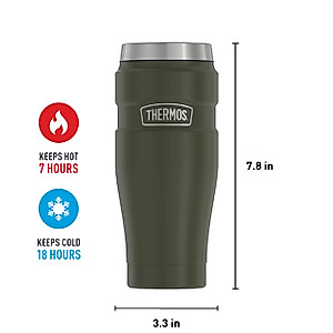 THERMOS Stainless King Vacuum-Insulated Travel Tumbler, 16 Ounce, Army Green