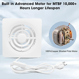 Fanspex 6-in Window Exhaust Fan for Bathroom, 17W Wall Mount Small Ventilation Fan for Kitchen Garage, 40dB Low Noise, 90CFM Air-flow, 5 ft Long Cord