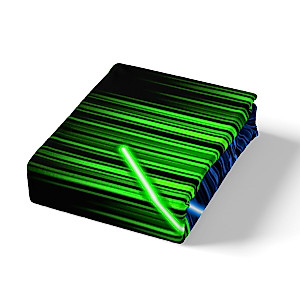 Feelyou Lightsaber Bedding Duvet Cover Set Kids Ombre Blue Green Reversible Bedding Set Abstract Comforter Cover Set for Room Decor Modern Striped Art Bedspread Cover Full Size with 1 Pillow Case