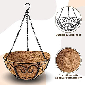 2 Pack Metal Hanging Planter Basket with Coco Coir Liner Chain Round Wire Plant Holder Flower Pots Hanger Garden Decoration Porch Decor Watering Hanging Baskets Indoor Outdoor (BUTTERFLY SHAPE)