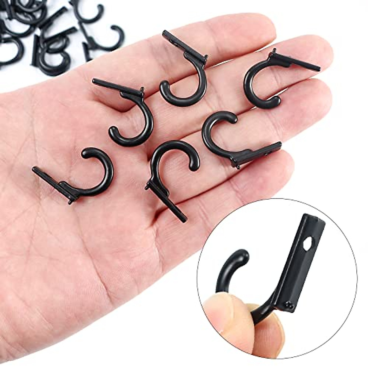 Wall Mounted Single Hook Robe Hooks Metal Coat Hooks and Screws for Hanging Key Jewelry Cup Cloth Bag Cap,40 Pieces (Black)