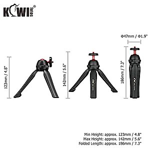 Cell Phone Tripod Mount Camera Grip with Detachable Bluetooth Shutter Remote Control + Vlog Mini Tabletop Tripod with Handgrip for Compact Mirrorless DSLR Camera Selfie Stick