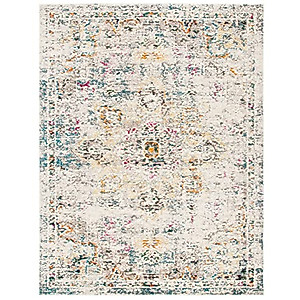 SAFAVIEH Madison Collection 8' x 10' Grey / Gold MAD473F Boho Chic Medallion Distressed Non-Shedding Living Room Bedroom Dining Home Office Area Rug
