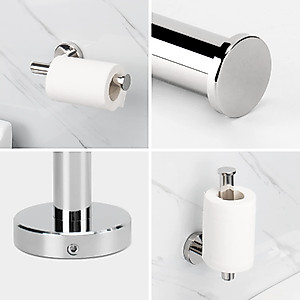 NearMoon 5 Pcs Bathroom Hardware Set SUS 304 Thicken Stainless Steel-Towel Bar Set Include 16" Towel Rod+Toilet Paper Holder+3 Multifunctional Hooks Bathroom Accessories (Chrome Finish)