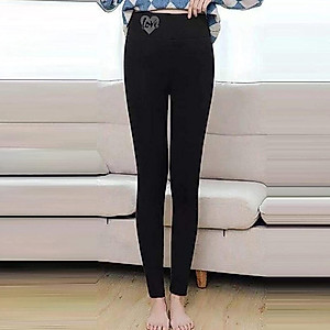 Women's Thermal Running Tights High-Waisted Warm Fleece Lined Plush Workout Leggings Seamless Stretchy Skinny Pants