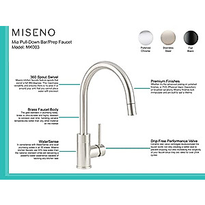 Miseno MNO003LFB Miseno MK003 Mia Bar & Prep Faucet with Single Function Pull-Down Spray Head