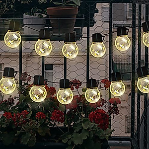 ooLALoo Solar Globe String Light 14 FT Outdoor Led Patio Light Waterproof Warm White Light for Balcony Deck Porch Garden Decoration