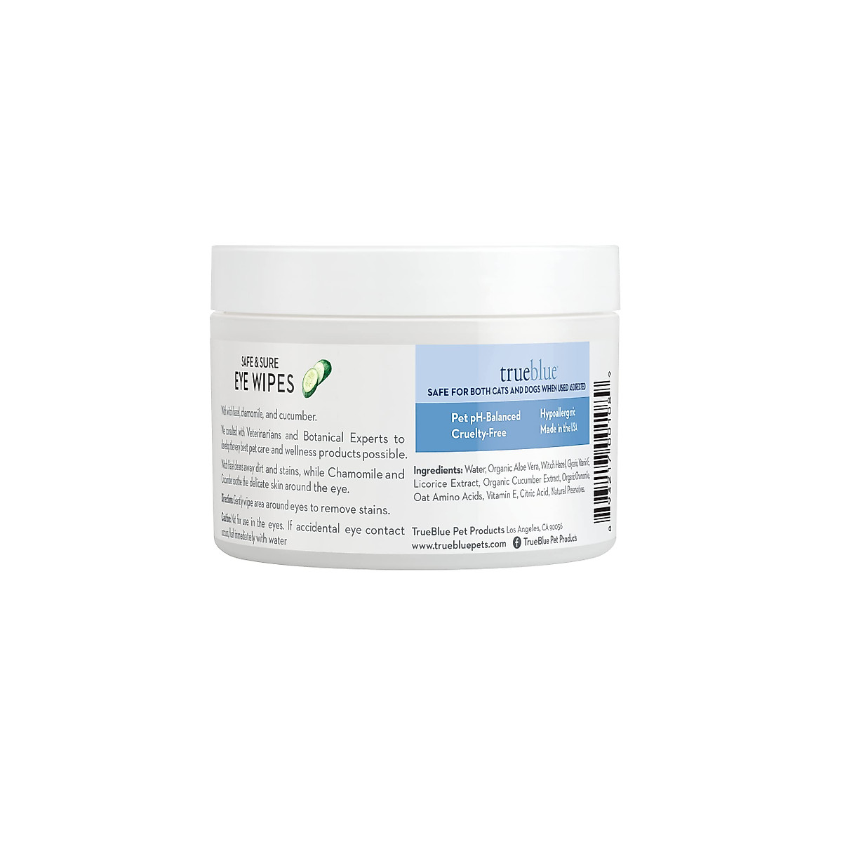 TrueBlue Cucumber & Chamomile Safe and Sure Dog Eye Wipes – Pre-Moistened Textured Pads for Tear Stain Eye Cleaning – Cleansing Eye Wipe for Dogs, Puppies – Non-Toxic, All-Natural – 50 Count