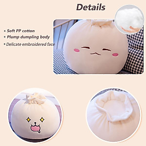 Yoholto Dumpling Plush Pillow with Cute Features, Stuffed Bun Plush, Funny Food Toy Gifts for Kids Adults(6.3 * 12.2in,Frown)