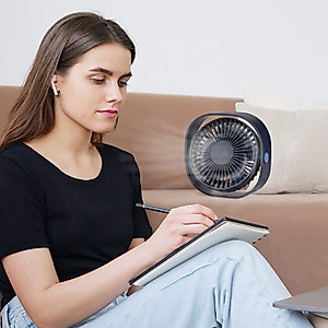 warrita 2024 Upgraded Small USB Desk Fan,3 Speeds Strong Wind, 360° Rotatable, Quiet USB Air Circulator Fan with Anti-slip Pad, Perfect Cooling for Office, Dorm, Camp, Laptop, Library - Navy Blue