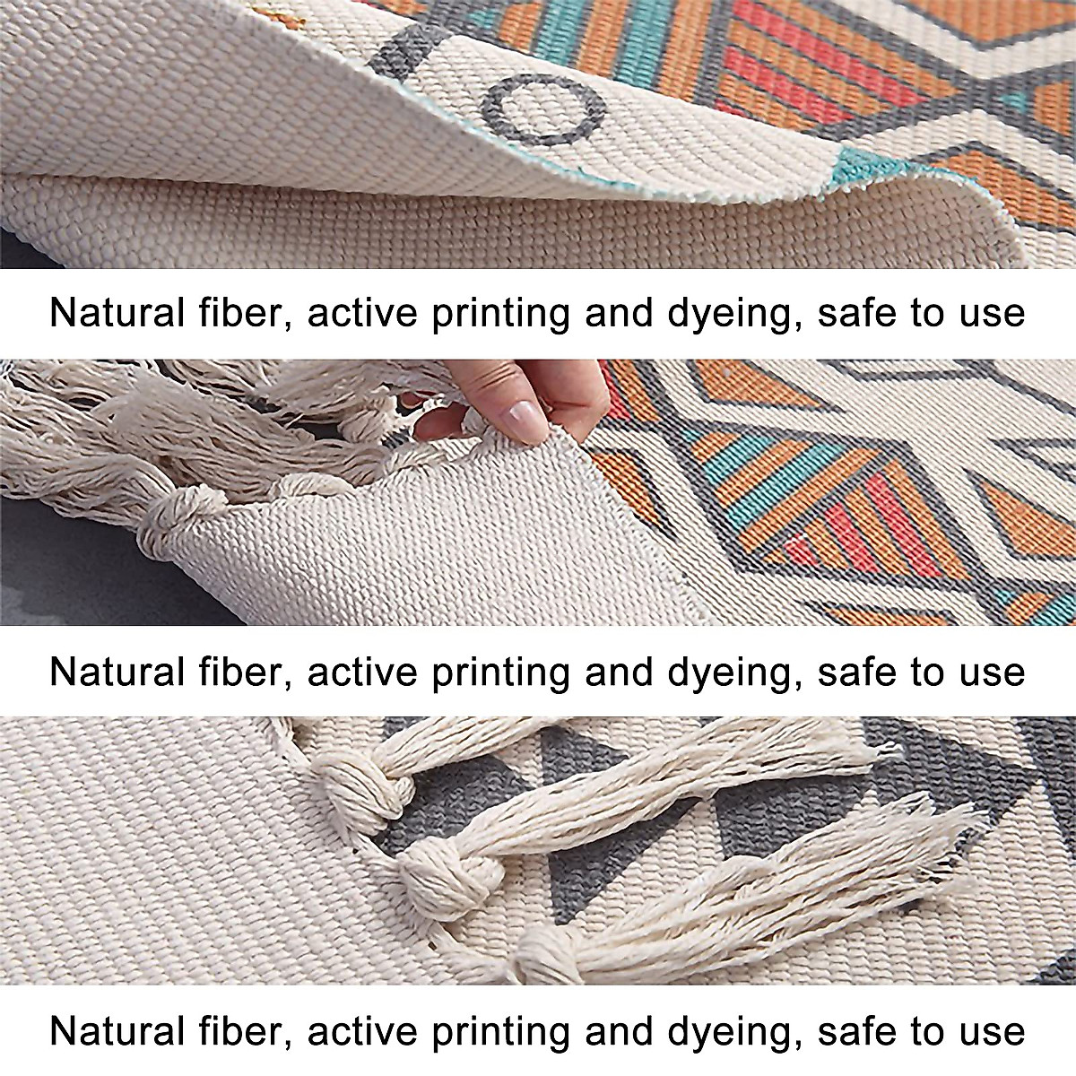 Ocean Theme Round Rugs ABC Rug Whale Alphabet Boho Area Rug Linen and Cotton Carpet Educational Rug Washable Hallway Runner Mat Neutral Accent Rug for Boys Girls Bedroom Nursery Playroom 4ft