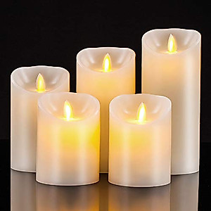 AKU TONPA Flameless Candles Battery Operated Pillar Real Wax Electric LED Candle Gift Sets with Remote Control Cycling 24 Hours Timer, 4" 4" 5" 6" 7" Pack of 5