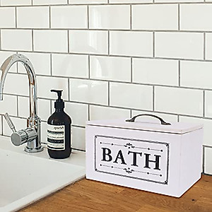 Wood Tampon Holder, Bathroom Farmhouse Pad Storage Container, Rustic Bathroom Storage Bin with Lid, Period Organizer for Women, Ladies, Girls, Feminine Products Caddy for Swabs, Cotton Balls, 2 Pack