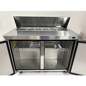 GenKraft Commercial Refrigerated - Salad/Sandwich Prep Table 48", 12 pan Capacity, Refrigerated Stainless Prep Table, used in Restaurants, Food Trucks, Fast Food Shops etc.
