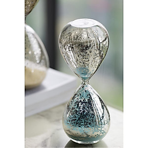 A&B Home Peleus 30-Minute Silvered Hourglass, Jade Sand Contemporary/Clear
