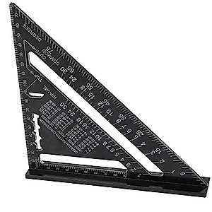SENRISE Aluminum Alloy Triangle Ruler, 7" Triangle Protractor Roofing Square Scale High Precision Measuring Tool for Engineer Carpenter