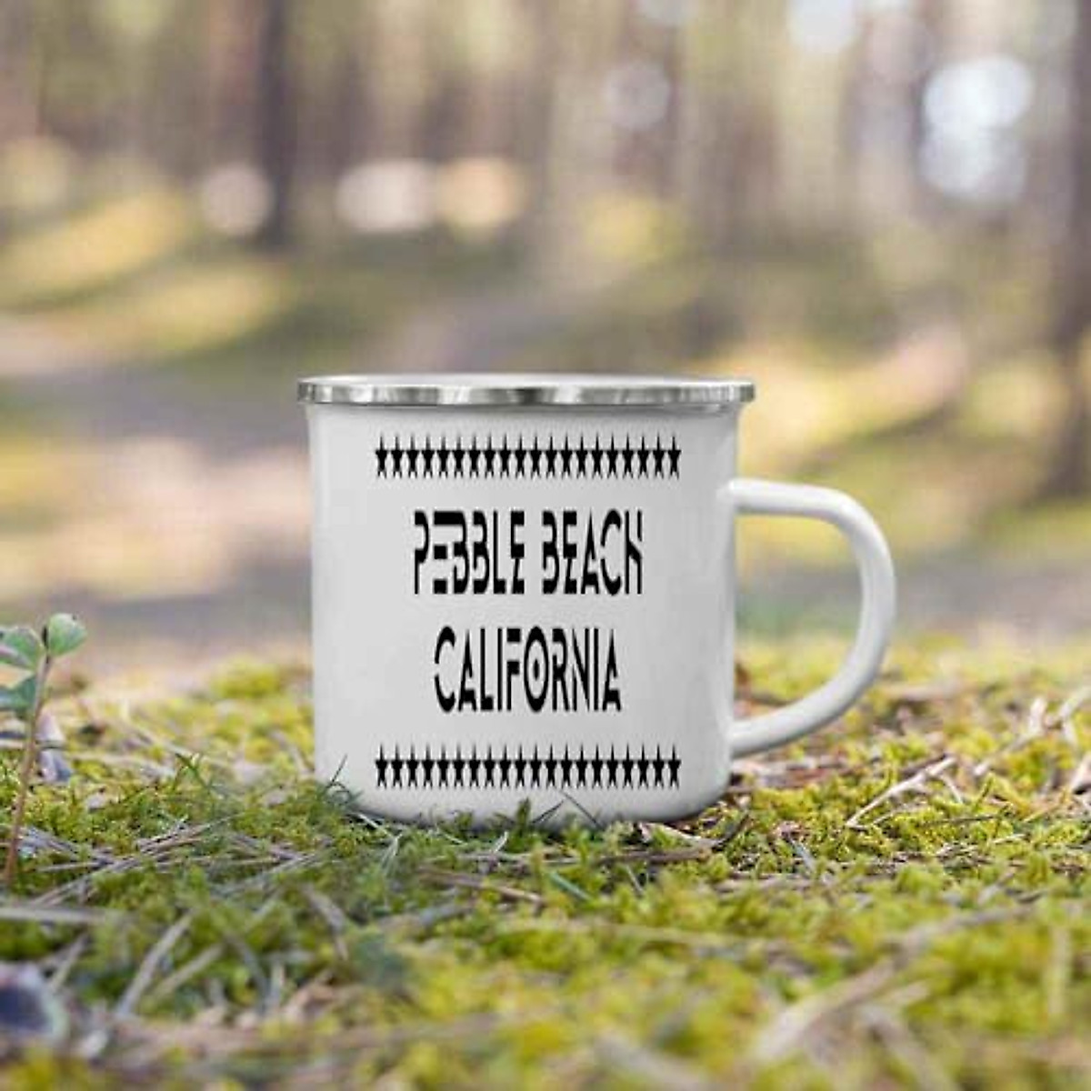 Pebble Beach California Apparel for Men and Women - Fathers Day Gift - Large 12 Oz White Stainless Steel Camping Mug
