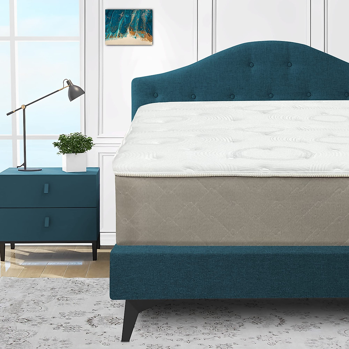 Greaton 14" Firm Hybrid Mattress, Stable and Comfortable Double Sided Bed Mattresses, Provide Equal Level Body Support and Correct Posture, Fully Assembled Bedding, White, Full XL