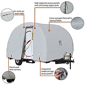 Classic Accessories Over Drive PermaPRO R-Pod Cover, Fits up to 16' 2" long, Durable, Tear-Resistant, Teardrop, Travel Trailer Storage Cover, Compatible with R-Pod Trailers, Grey