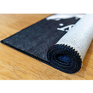 Soft Woven Rugs, 24x56laundry Room Rug, 85% Cotton, Alexa, Funny Humour Non Slip Laundry Mats, Machine Washable, Bathroom Runner Floor Mat for Washroom, Kitchen, Black & White