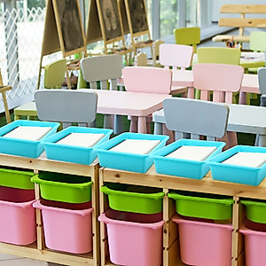 Kigley 10 Pcs Flat Storage Tray Organizer Bin Letter Size Paper Trays for Classroom Art Activity Plastic Stackable File Paper Organizer for Teacher Students School Office Book Organization