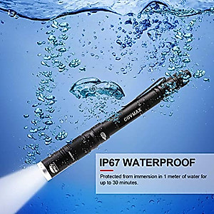COVMAX Rechargeable Pen Light Flashlight IP67 Waterproof with Pocket Clip 4-Zoomable, Prefect for Inspection,Work,Repair