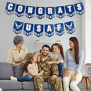 Military Theme Congrats USAF Banner,Military US Air Force Graduation Parties, Retirement, Welcome Home & Birthdays Party Decoration Supplies