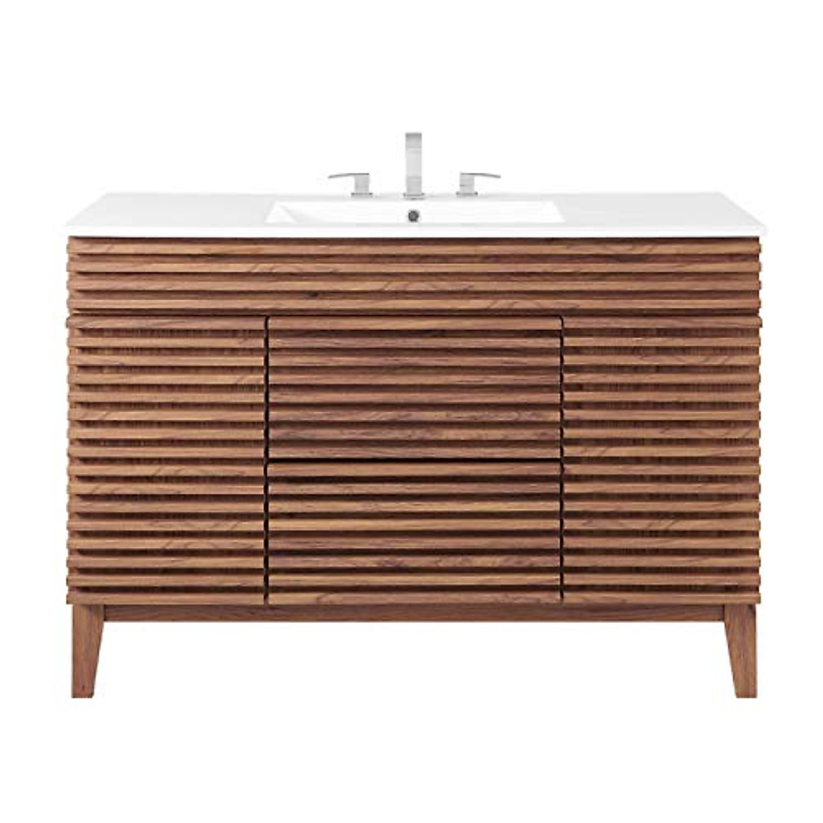 Modway Render Vanity Floor, Single Sink, Walnut White