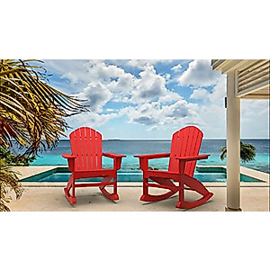 RESINTEAK Pacific Adirondack Rocking Chair, All Weather Resistant, Ergonomic Design and Comfort, 20 Inch Wide Seat, up to 350 lb Big and Tall Porch Rockers for Backyards, Firepit, Deck (Red)