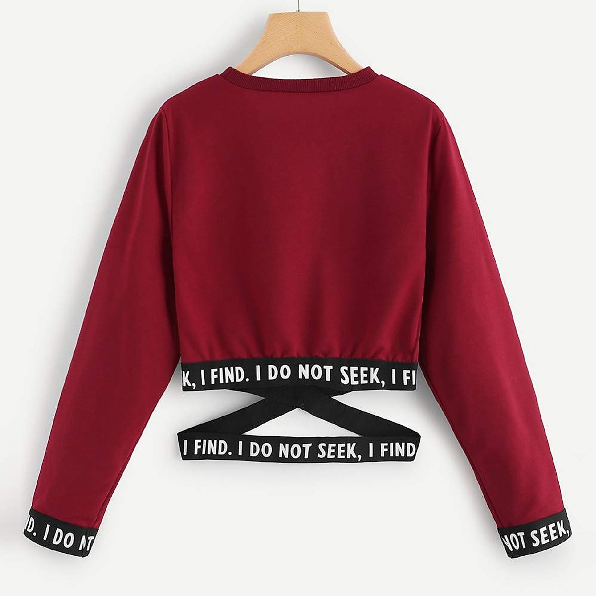 T-shirt for Women THENLIAN Women Letters Printing Long Sleeve Sweatshirt Short Pullover Tops Blouse(Red, S)